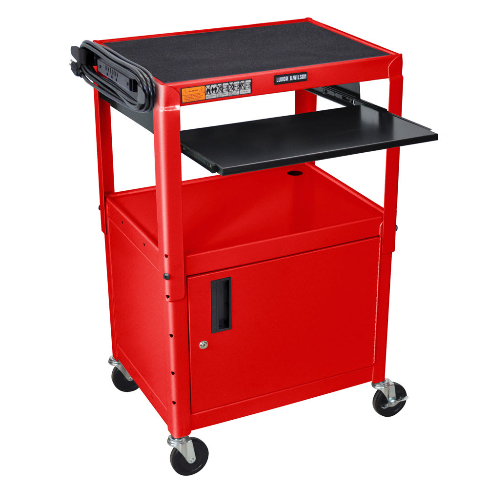 Luxor Furniture AVJ42KBC-RD 2-Level Computer Cart w/ 15-ft Cord