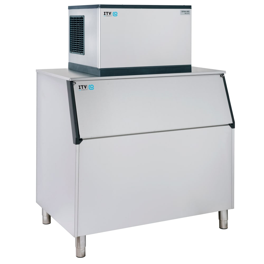 ITV Ice Makers MS500AF/S900 494 lb Spika Full Cube Ice Machine w/ Bin ...