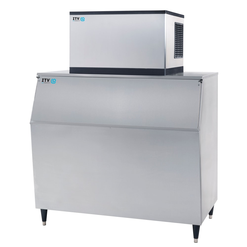 ITV Ice Makers MS500WH/S1050 461 lb Spika Half Cube Ice Maker w/ Bin ...