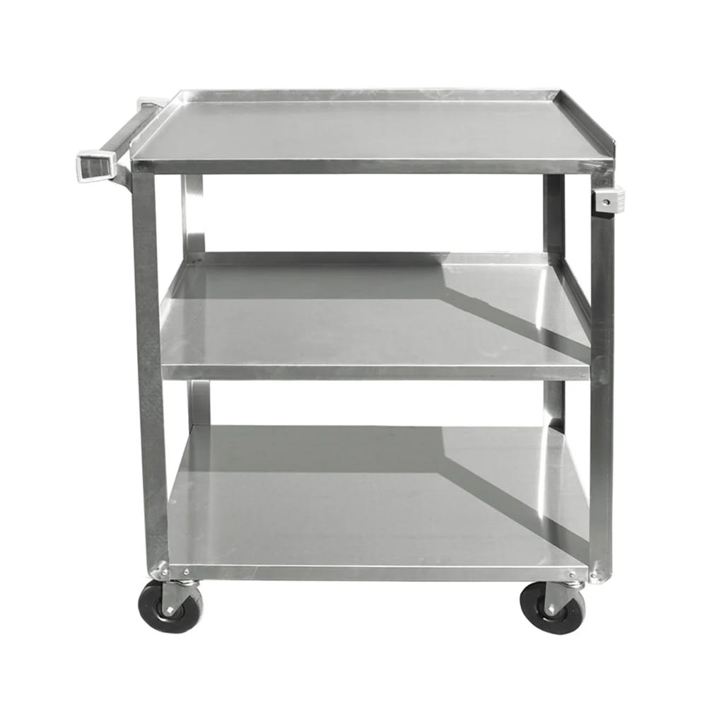 Update BC-2415SS 27"L Metal Bus Cart w/ (3) Levels, Shelves, Stainless