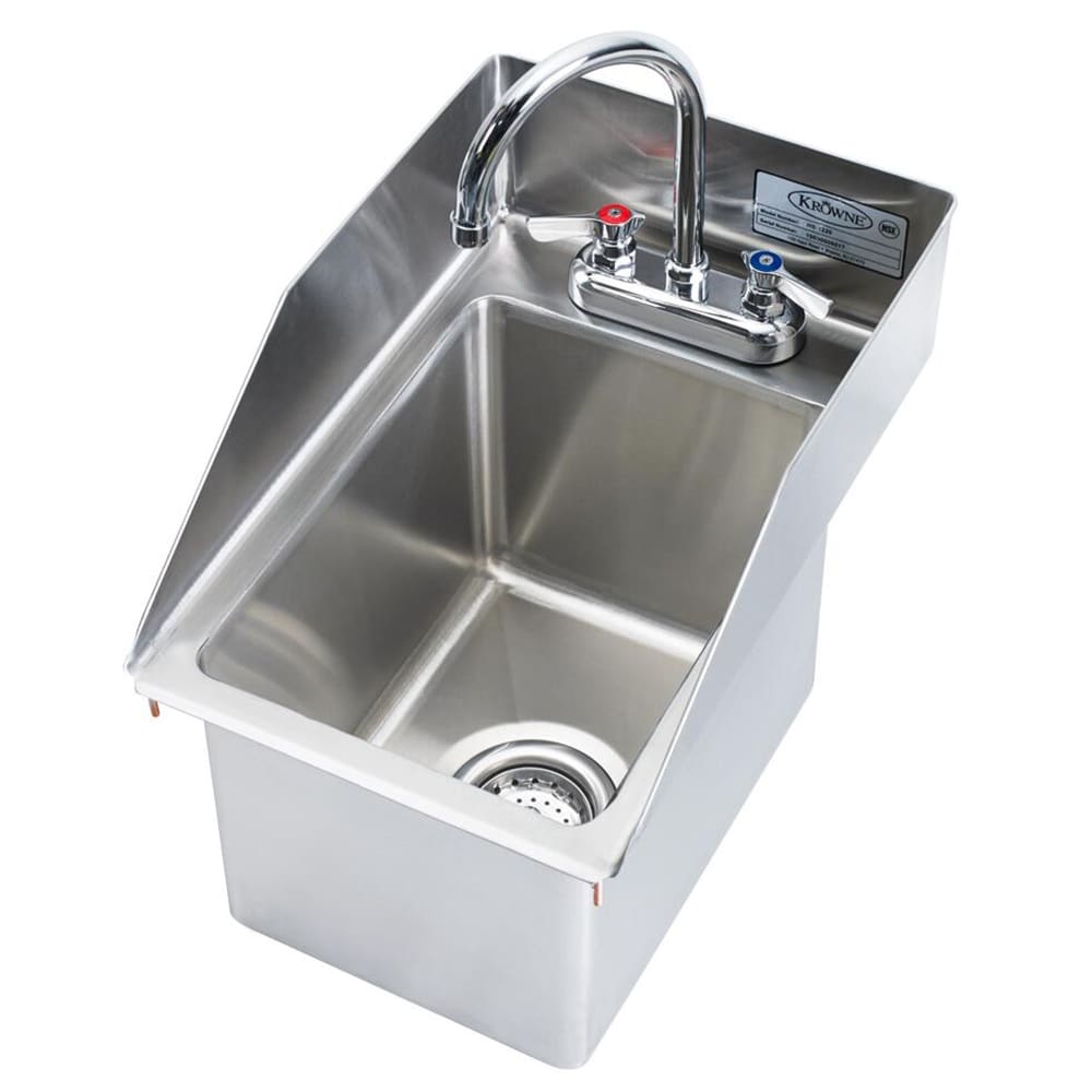 Krowne HS-1220 Drop-in Commercial Hand Sink w/ 10 3/8"L x 14"W x 9"D ...