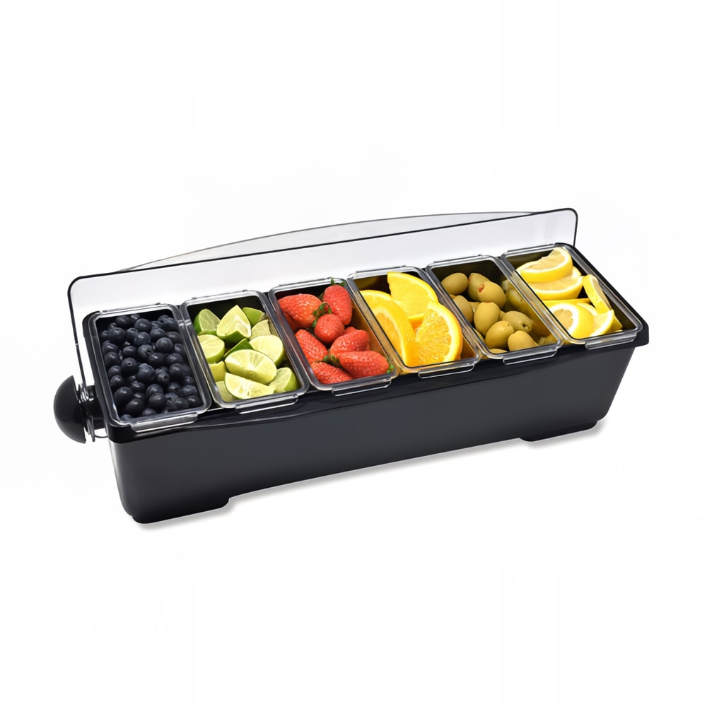 Krowne KR-101 (6) Compartment Bar Garnish Tray - Domed Lid