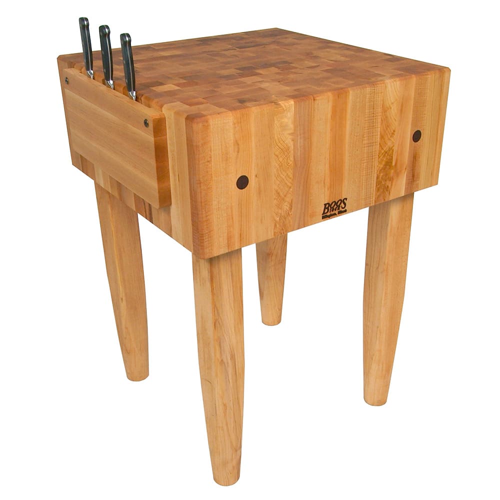 John Boos PCA5 10" Maple Top Butcher Block Work Table - 30"L x 30"D