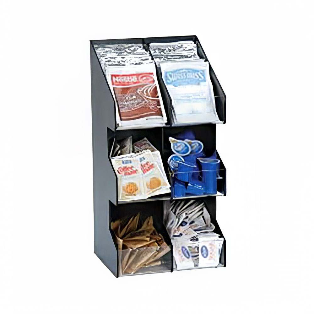 Dispense-Rite VCO-6 Condiment Organizer w/ (6) Bins - Black