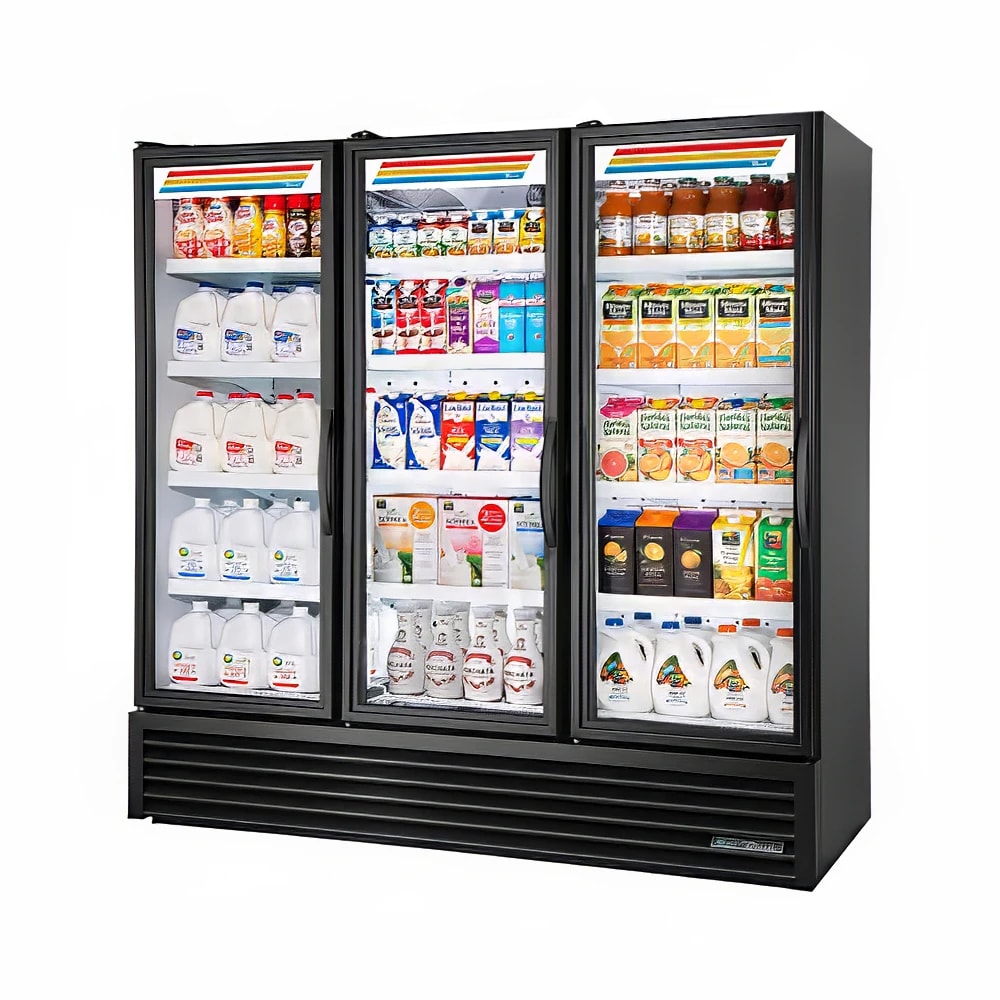 True FLM-81~TSL01 80 3/4" Three Section Glass Door Merchandiser, 3 Left ...