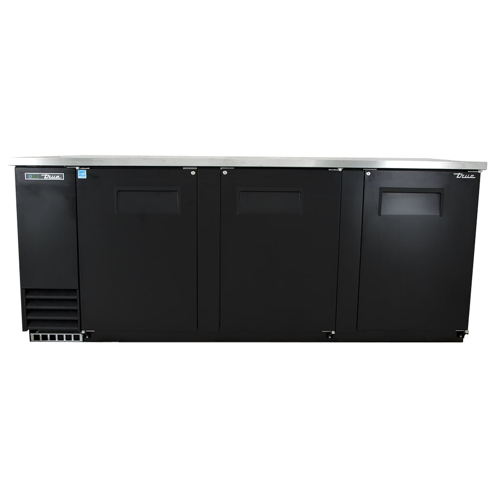True TBB-4-HC 90 3/8" Bar Refrigerator - 3 Swinging Solid Doors, Black ...