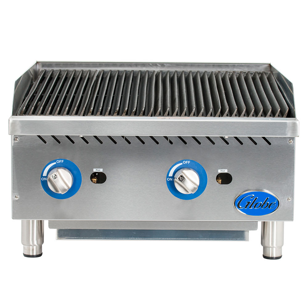 Globe GCB24G-SR 24" Countertop Gas Charbroiler w/ Cast-Iron Grates, Radiant