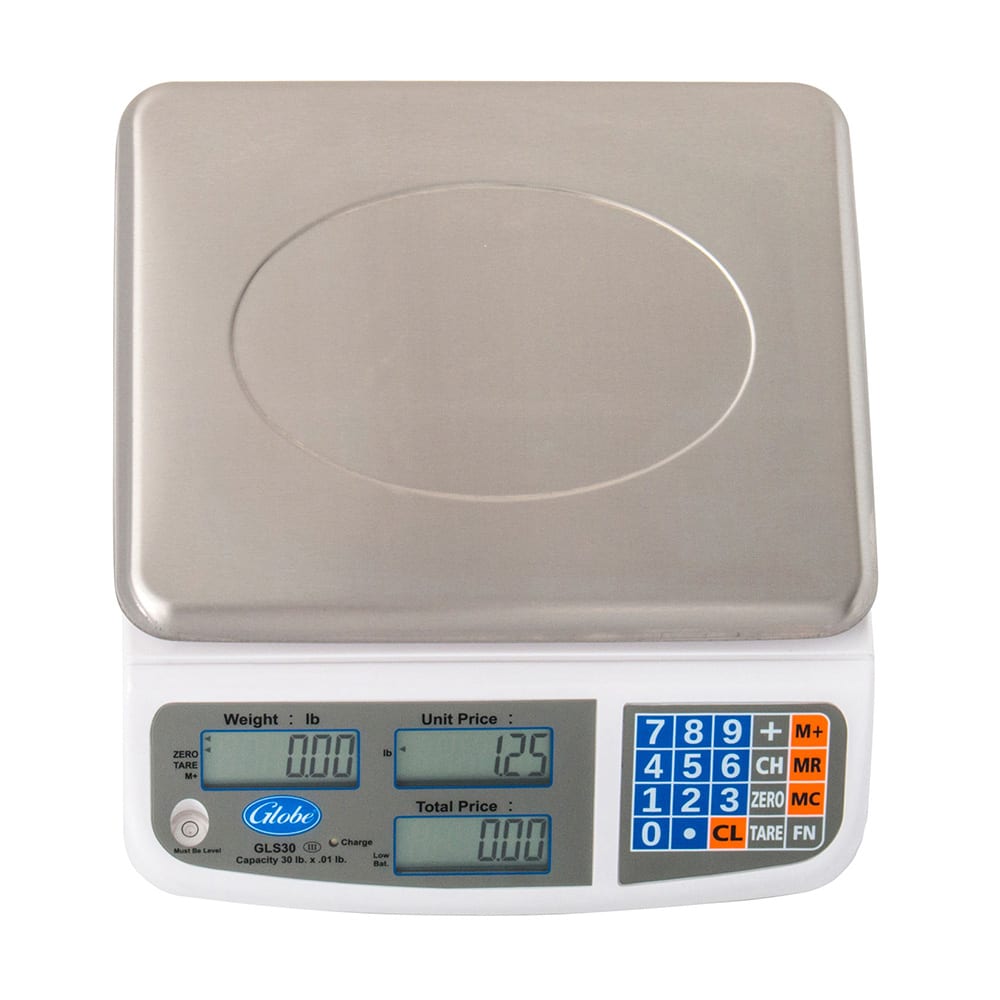 Globe GLS30 30 lb Price Computing Scale w/ LCD Display - Rechargeable ...