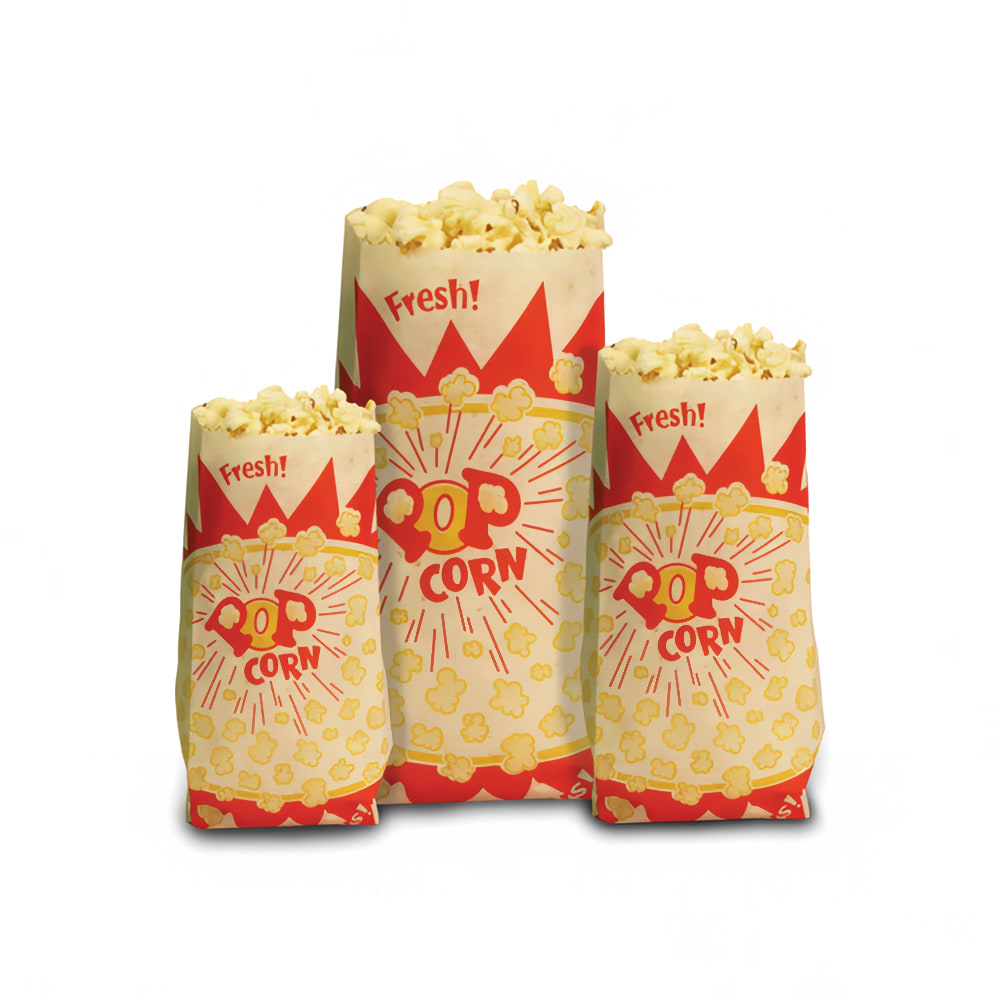 Paragon 1030 1 1/2 oz Popcorn Bags, Red & Yellow Design