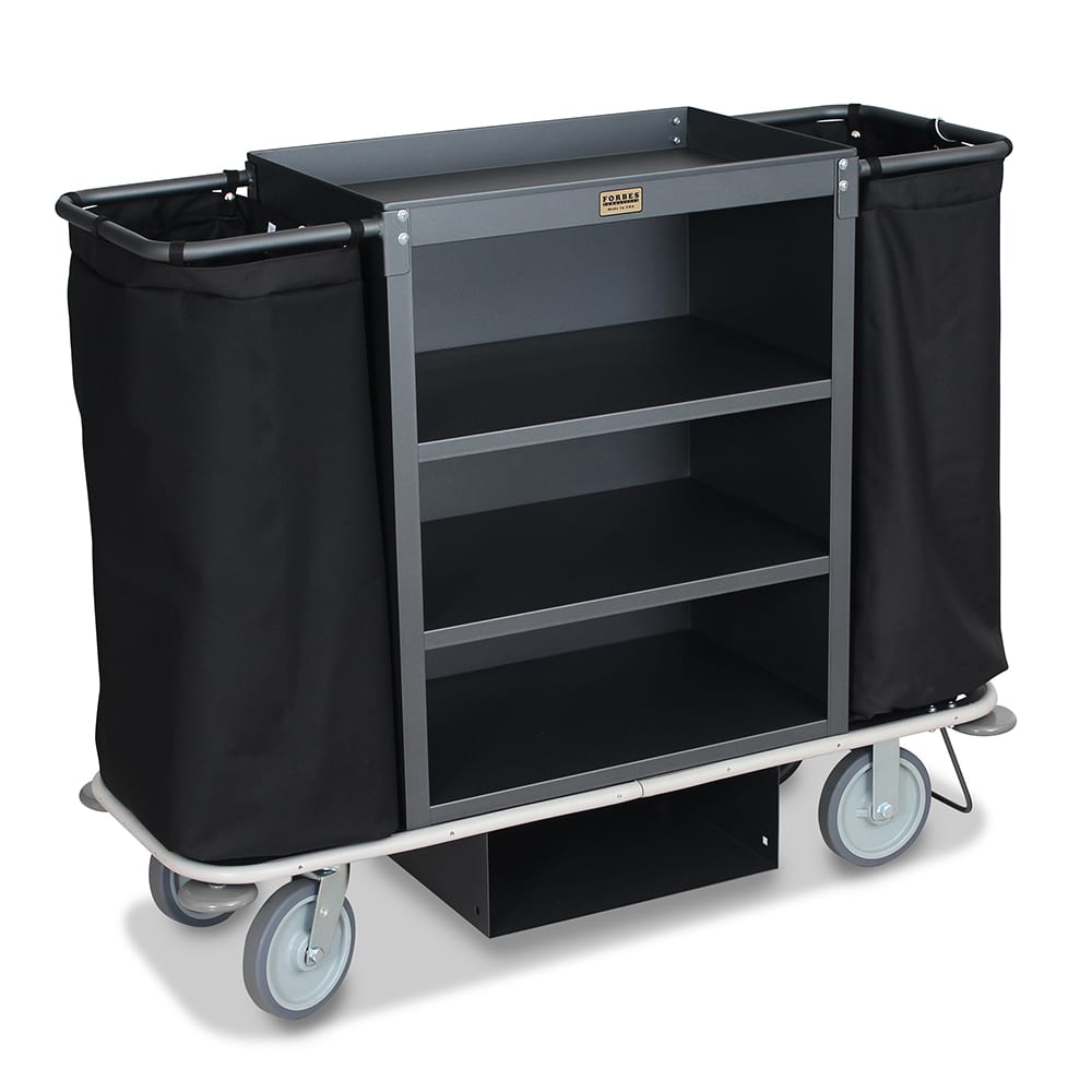 Forbes Industries 2107 Housekeeping Cart w/ (3) Shelves & Glass Rack ...