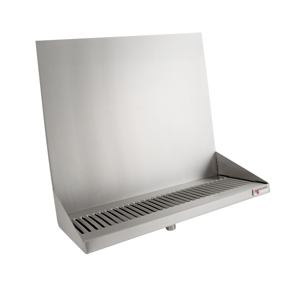 Micro Matic DP-322LD-0 Wall Mount Drip Tray Trough w/ 1/2" Drain - 16"W ...