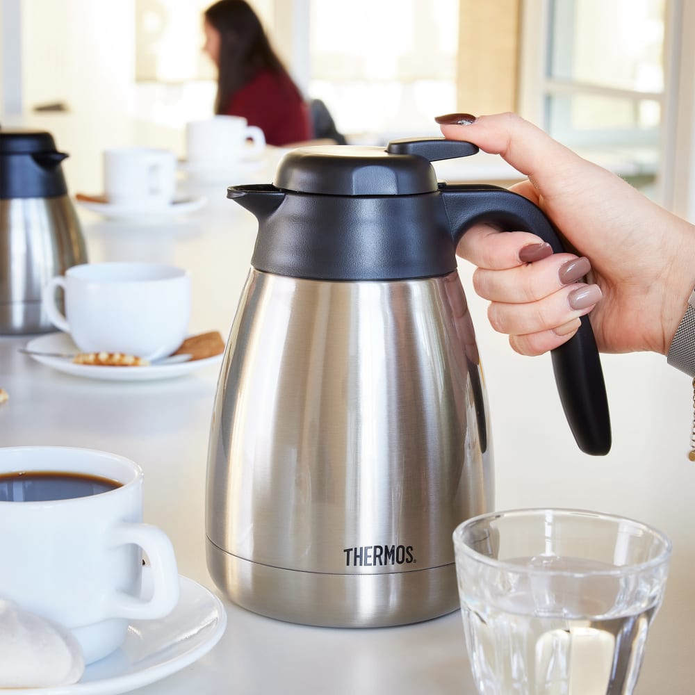 Thermos FN357 34 oz Push Button Vacuum Thermal Carafe - Stainless Steel ...