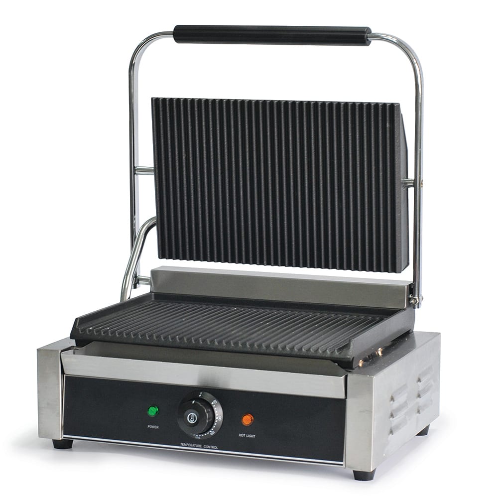 Global Solutions GS1621 Single Commercial Panini Press w/ Cast Iron ...
