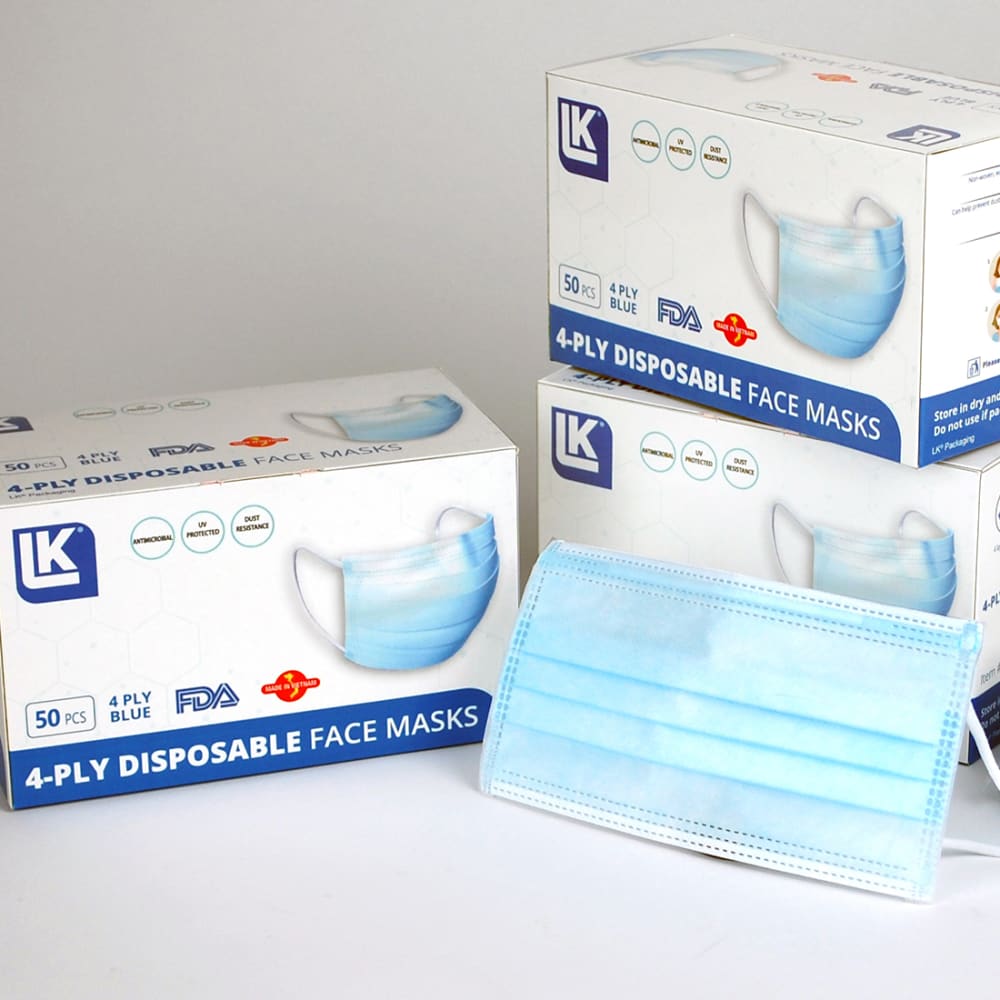 LK Packaging MASK Disposable 3-Ply Face Masks - 7" x 3 5/8", Non Woven ...