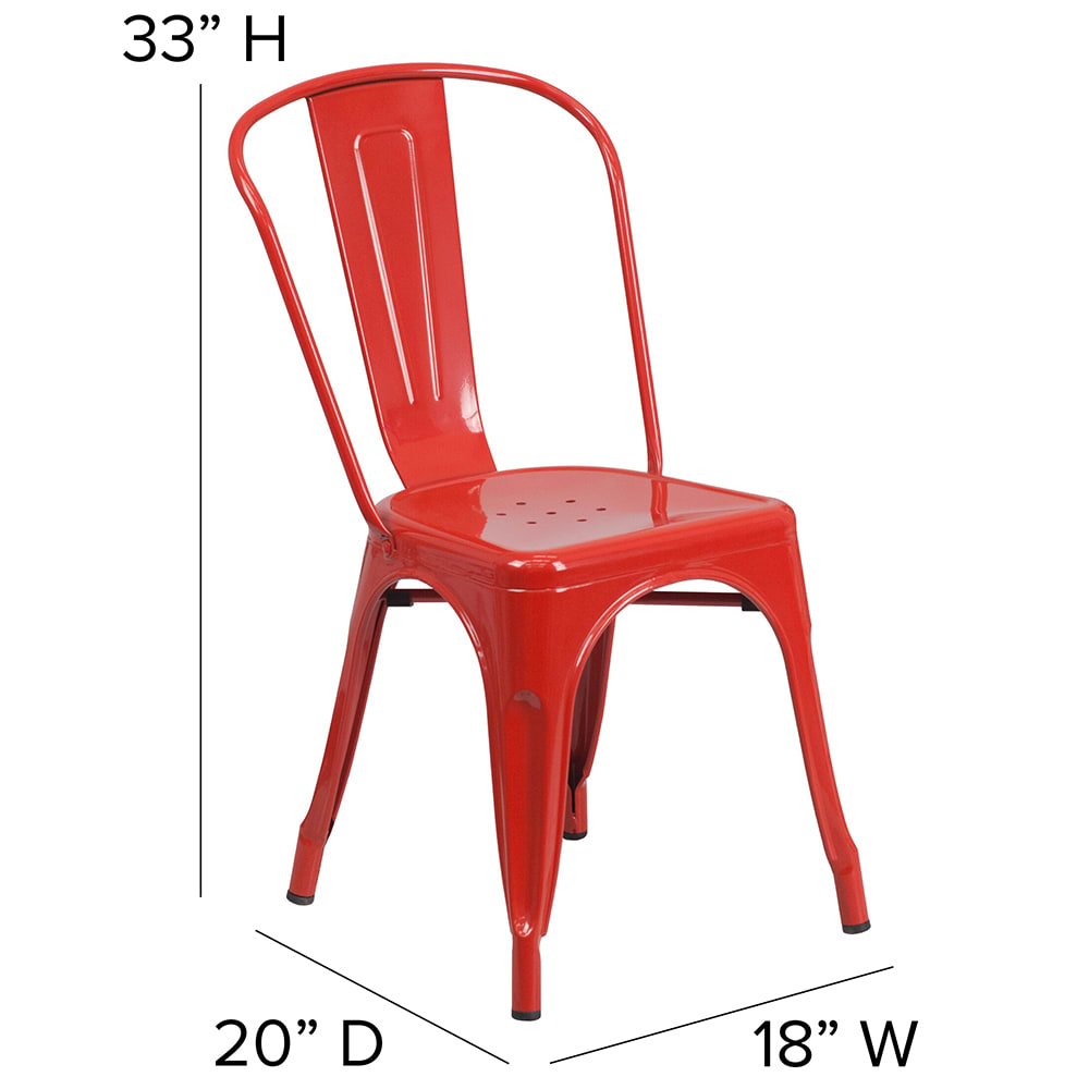 Flash Furniture CH-31230-RED-GG Stacking Side Chair w/ Vertical Slat ...
