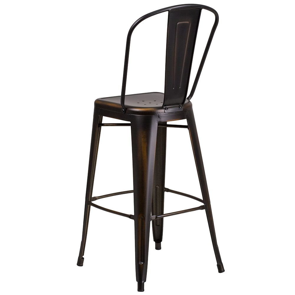 Flash Furniture ET-3534-30-COP-GG Bar Stool w/ Curved Back & Metal Seat ...