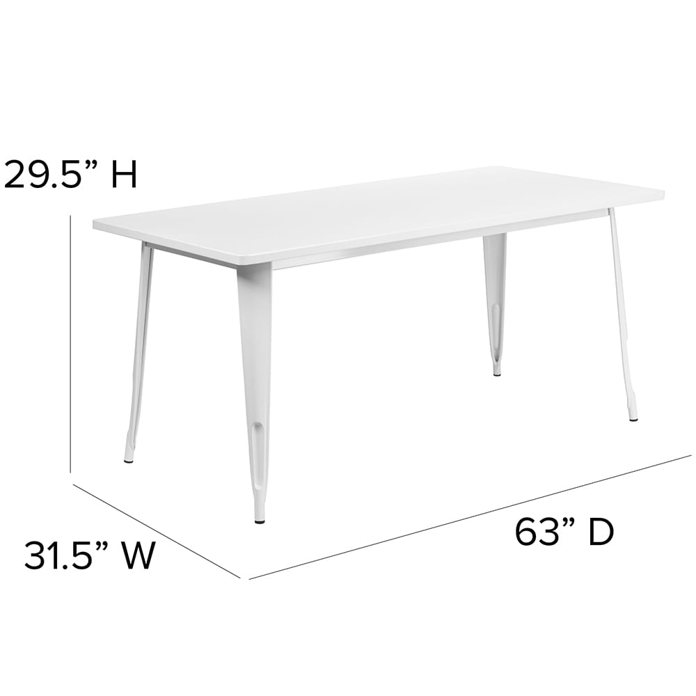 Flash Furniture ET-CT005-WH-GG Rectangular Dining Height Table - 63"W x ...