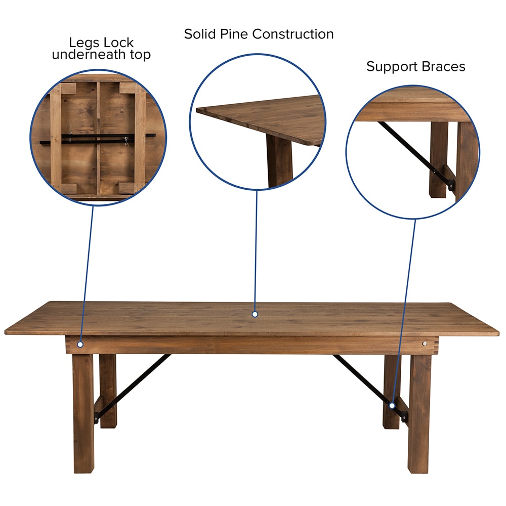 Flash Furniture XA-F-96X40-GG Rectangular Folding Farm Table w/ Antique ...