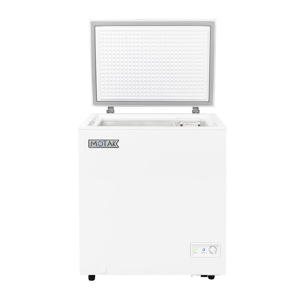 MoTak MCF-5 30" Mobile Chest Freezer w/ Wire Storage Basket - White, 115v