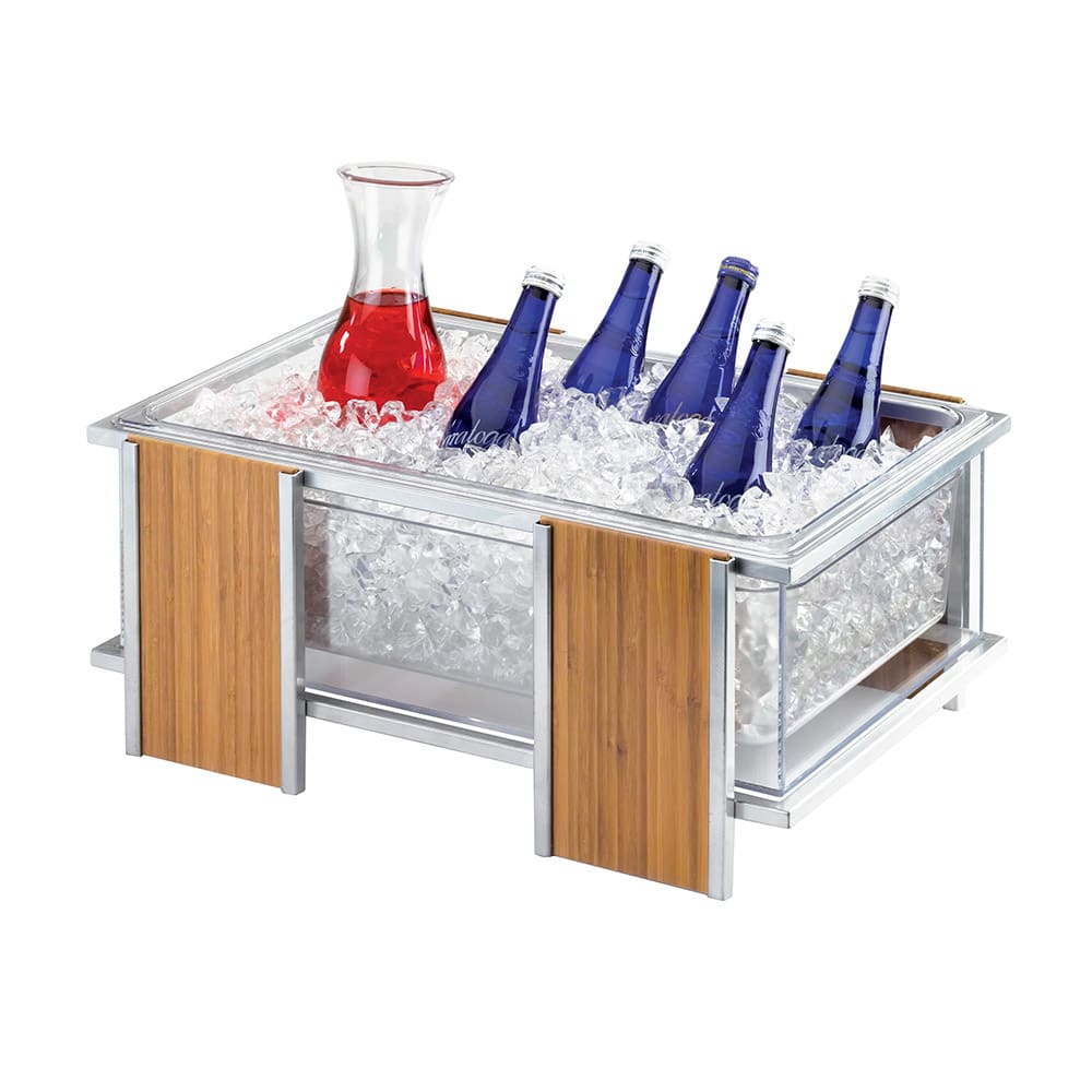 Cal-Mil 1472 Rectangular Ice Housing - 21"L x 14"W x 9"H, Silver/Bamboo