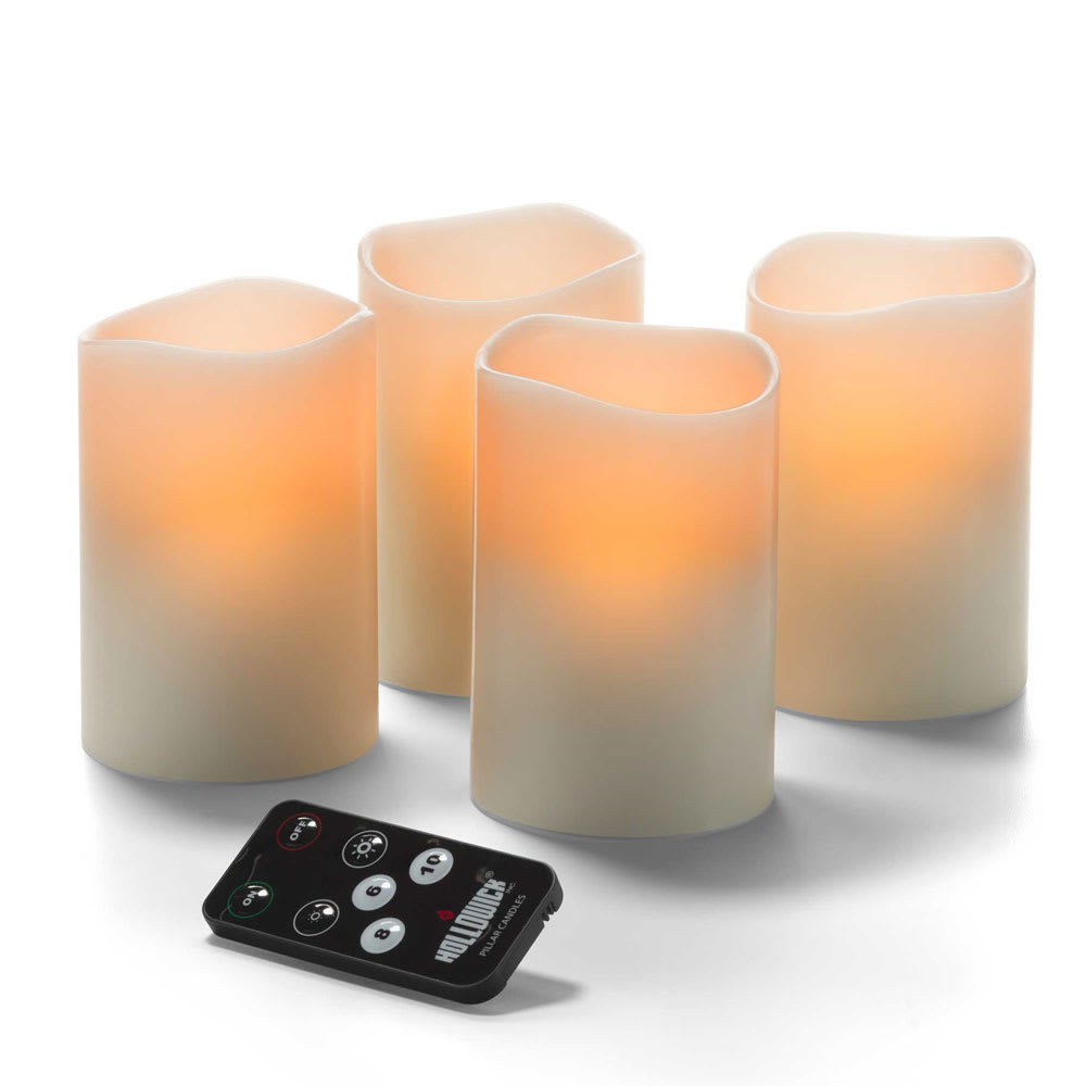Hollowick HFWP34RT-A 3" Round LED Flameless Pillar Candle w/ Remote ...