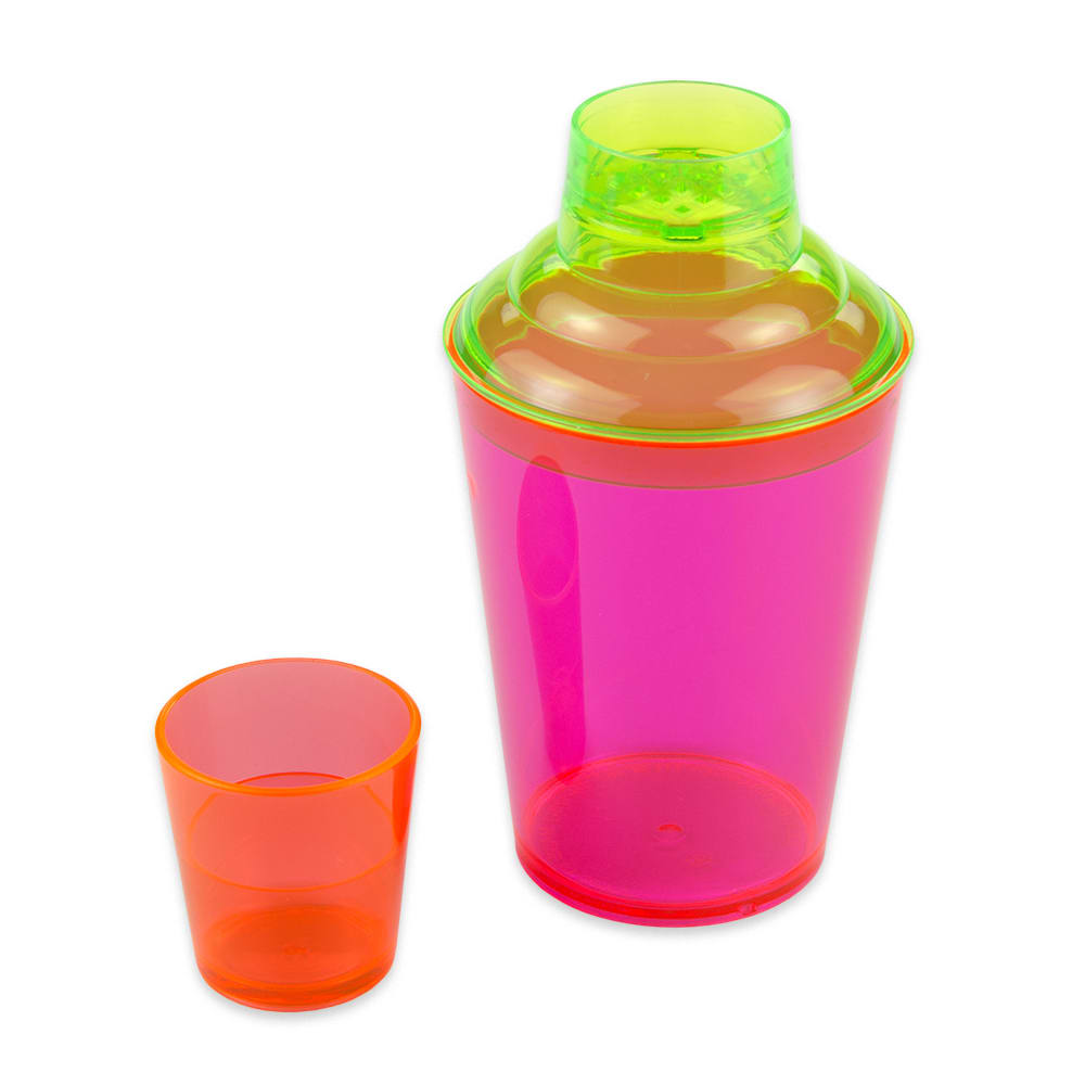 GET 17 1/2 oz Plastic Bar Cocktail Shaker Set, Neon (SH-175-NEON)