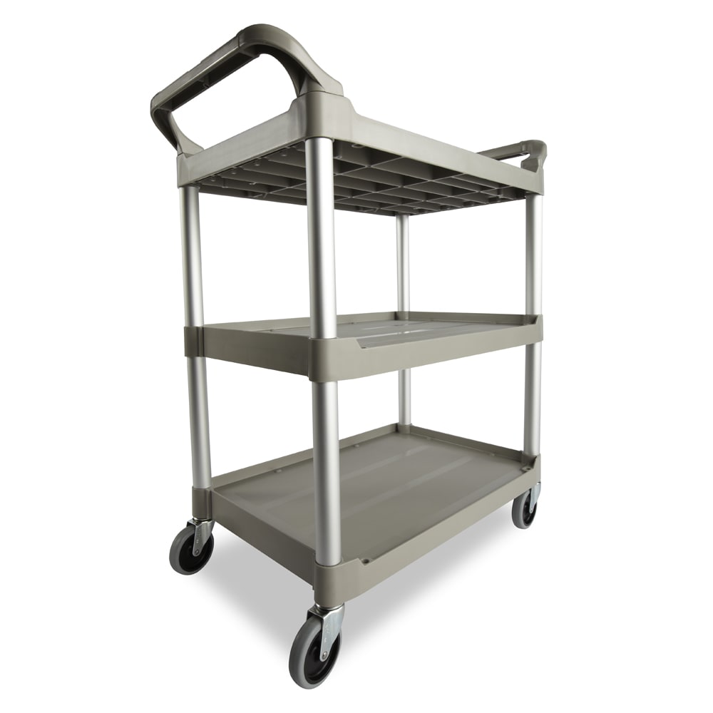Rubbermaid FG342488PLAT 3 Level Polymer Utility Cart w/ 200 lb Capacity ...