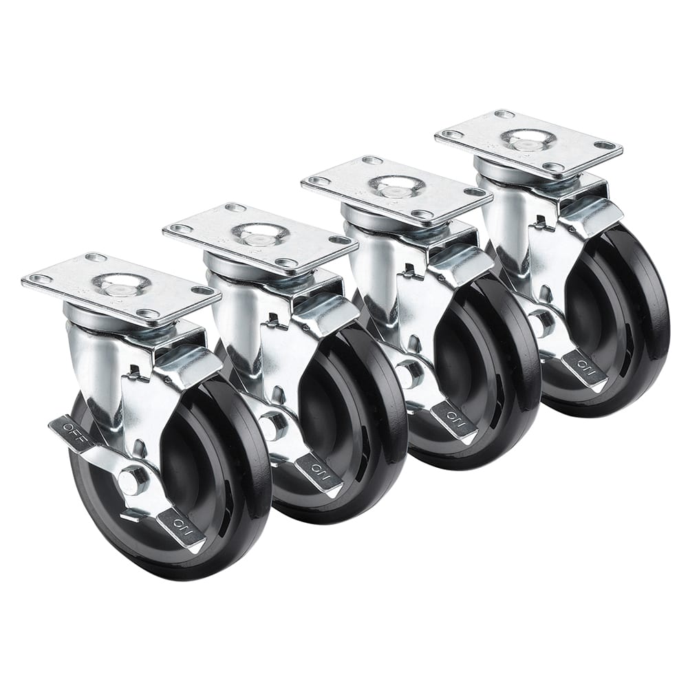 Krowne 28-113S 4 Piece Universal Plate Caster Set w/ 5" Wheel, 2 3/8 x ...