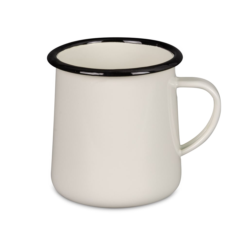 Tablecraft 80010 16 oz Enamelware Mug - Porcelain, Creamy White