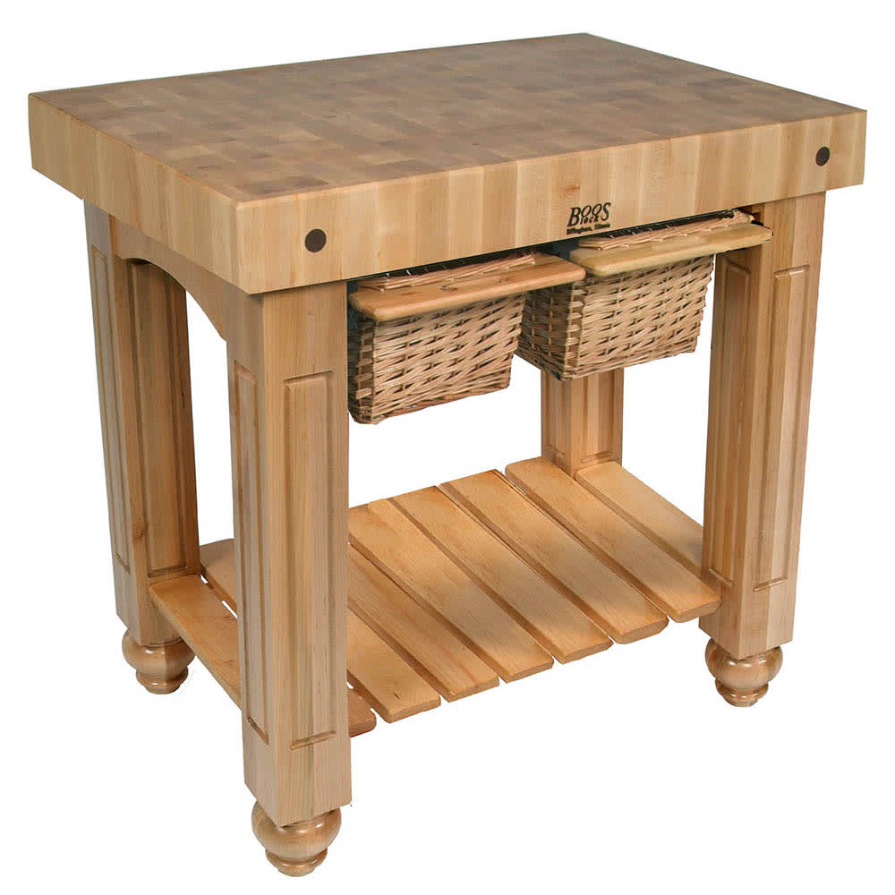 John Boos CU-GB3624 36" Gathering Block Table II, Hard Maple Top w ...