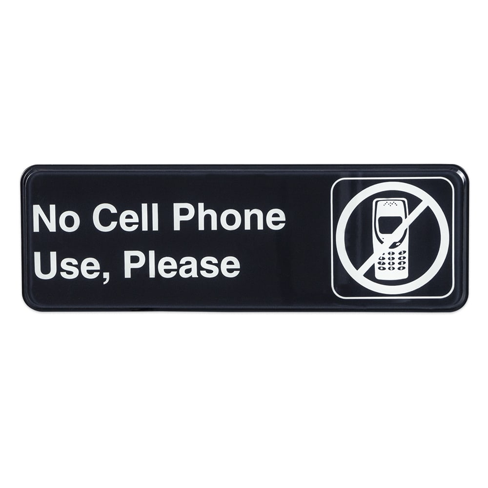 Update S39-31BK No Cell Phone Use Sign - 3" x 9", White on Black