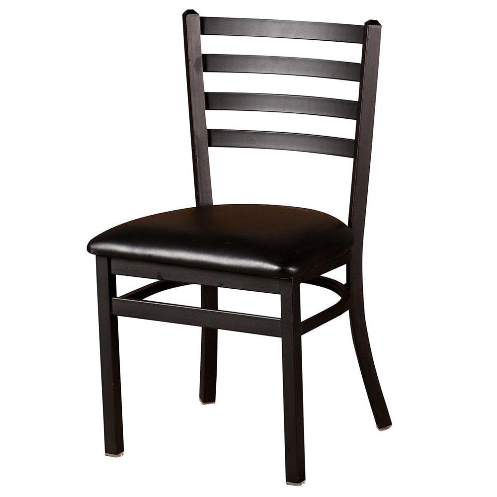 Oak Street Extra Large Dining Chair w/ Ladder Back & Black Vinyl Seat ...