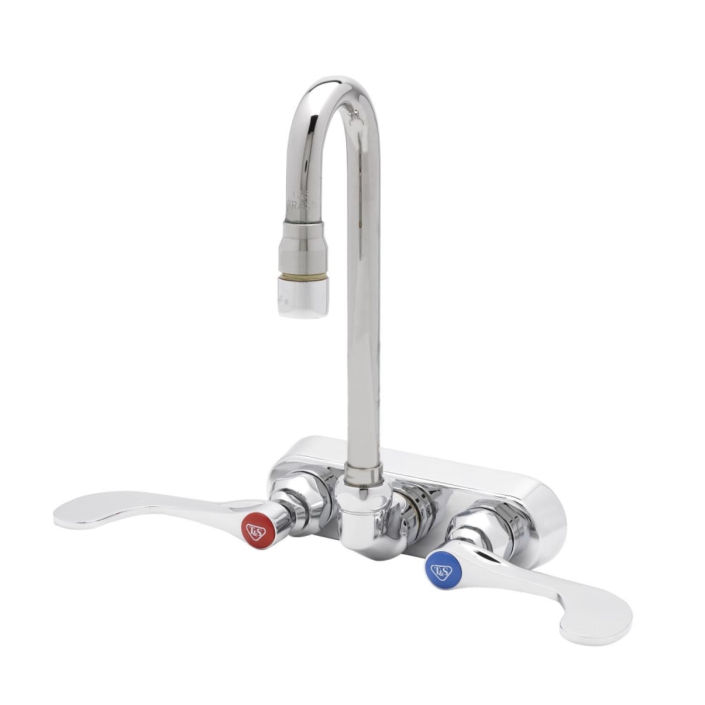 T&S B-2459 Splash Mount Faucet - 2 7/8" Swivel/Rigid Gooseneck Spout, 4 ...