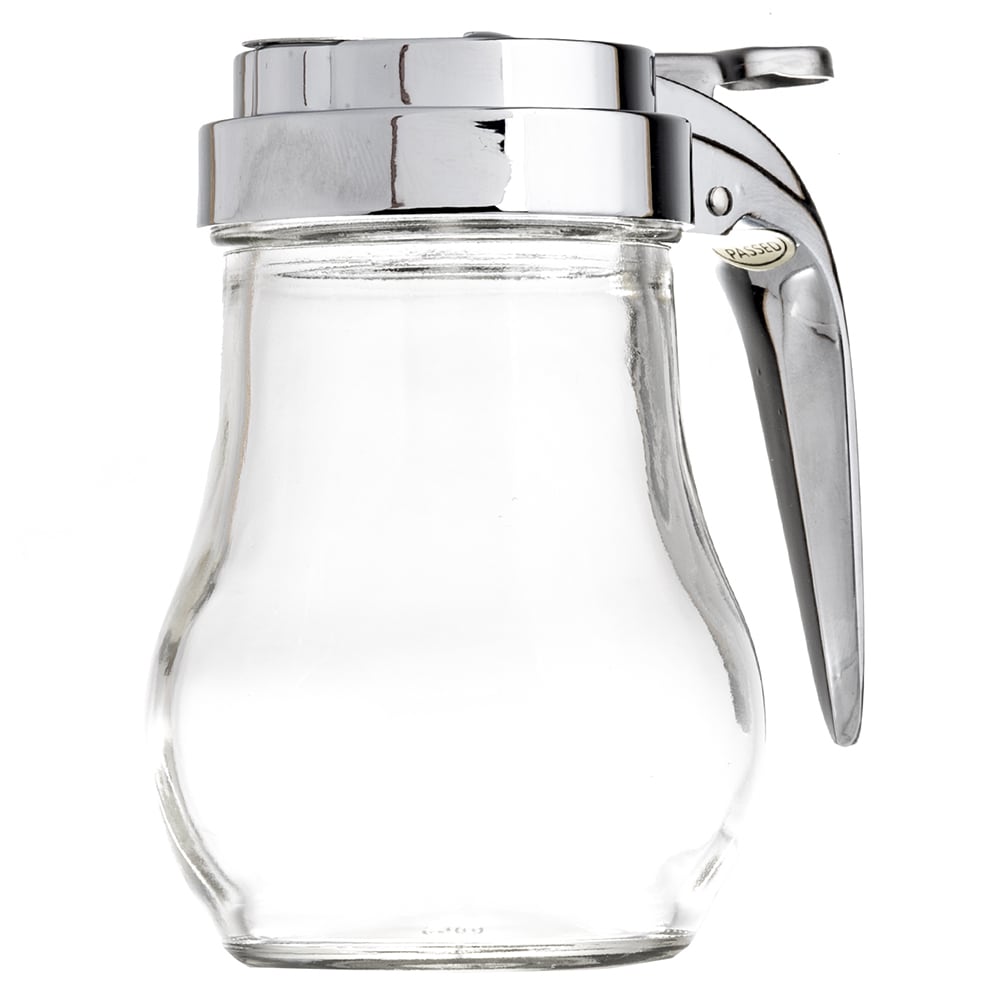 Tablecraft 406 6 oz Teardrop Dripcut Server - Glass, Chrome Top