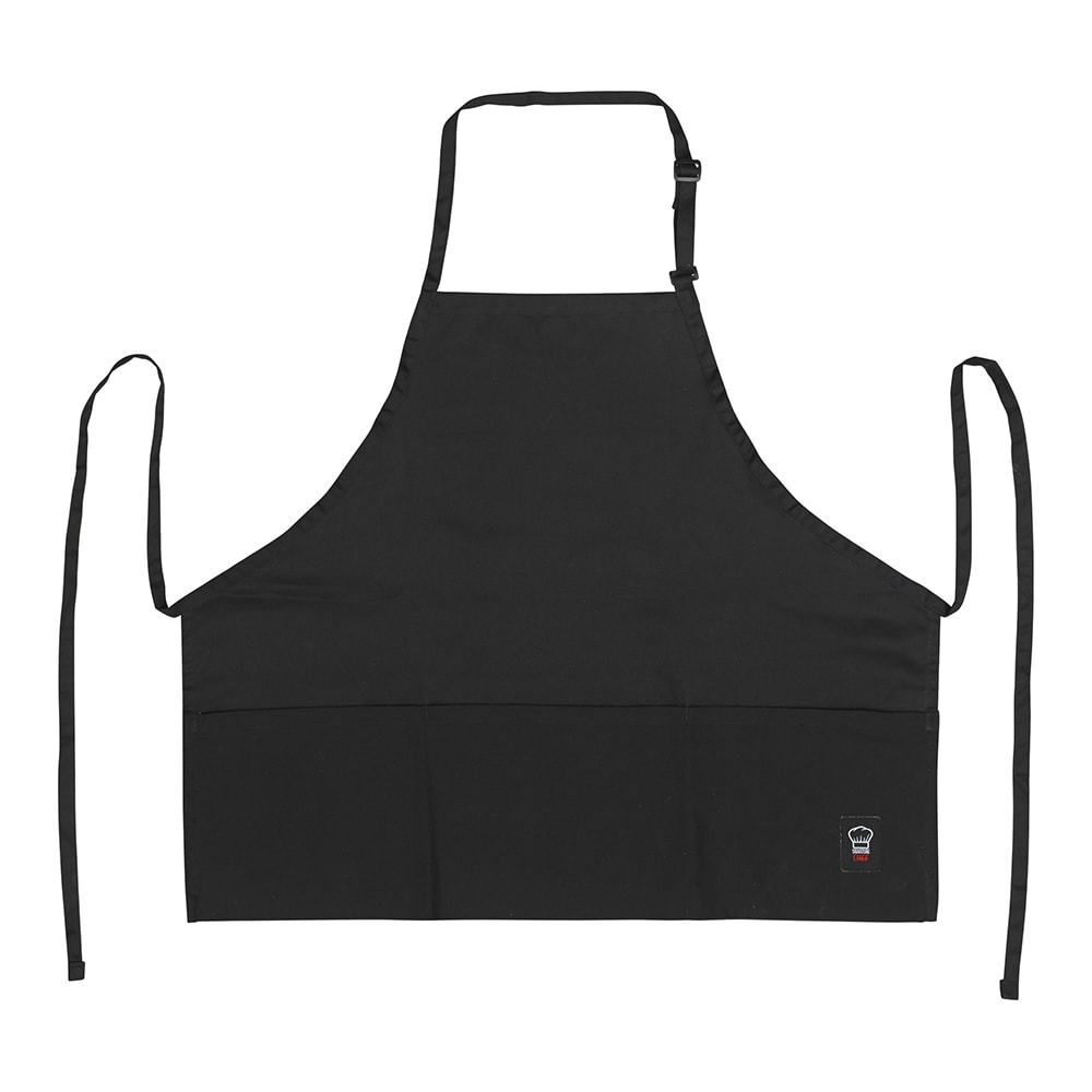 Winco BA-2724K Mid Length Bib Apron w/ Adjustable Neck Strap - 24"L x ...