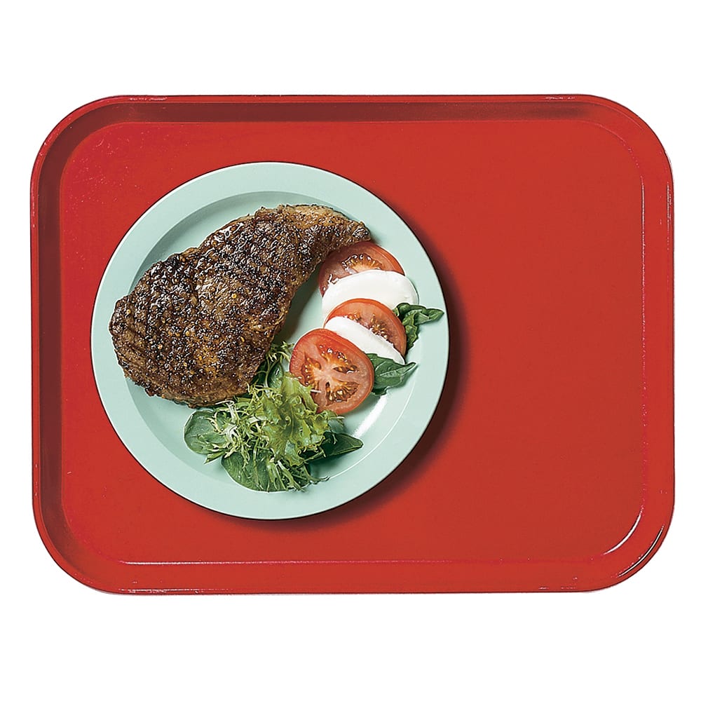 Cambro 1418CL163 Fiberglass Camlite® Cafeteria Tray - 18"L x 14"W, Rose Red