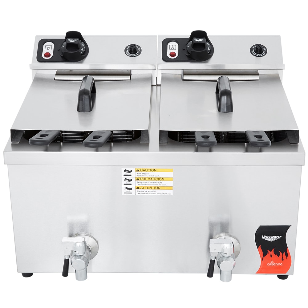 Vollrath 40710 Countertop Electric Fryer - (2) 15 lb Vats, 220v/1ph