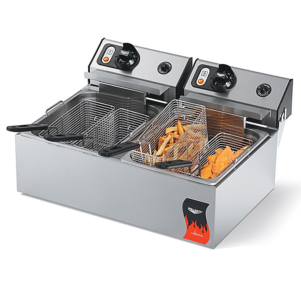 Vollrath 40710 Countertop Electric Fryer - (2) 15 lb Vats, 220v/1ph