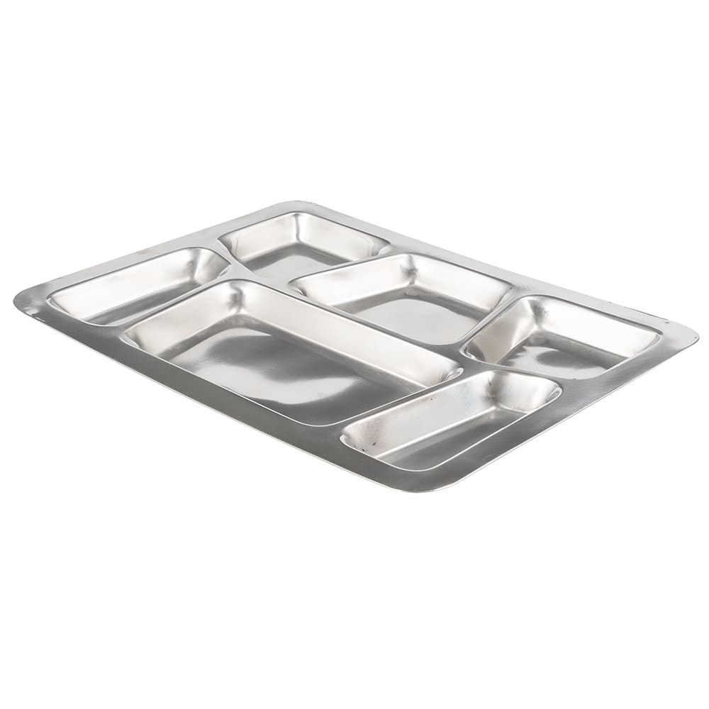 Winco SMT-2 Stainless Rectangular Tray w/ (6) Compartments, 15 1/2" x ...
