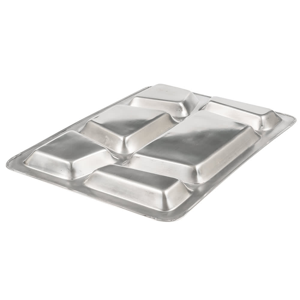 Winco SMT-2 Stainless Rectangular Tray w/ (6) Compartments, 15 1/2" x ...