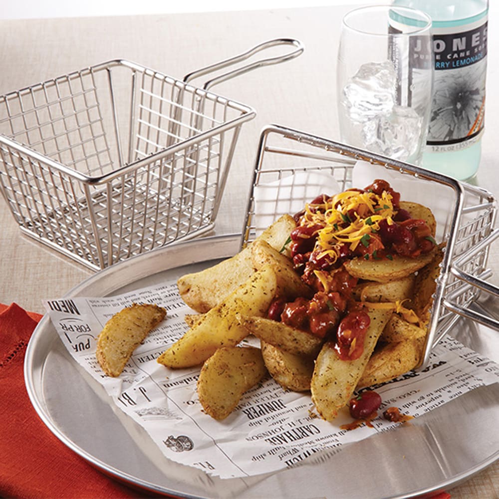 American Metalcraft FRYS443 4" Square Tabletop Fry Basket, Stainless