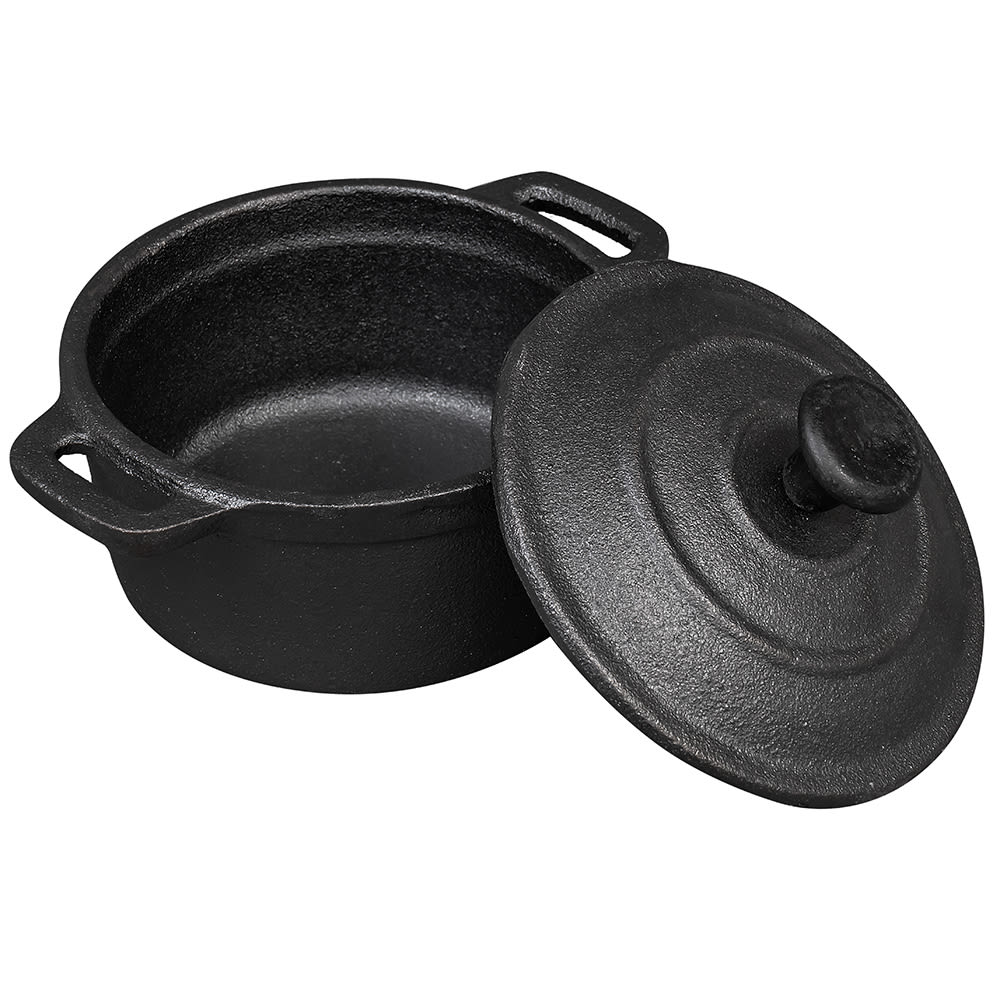 Tablecraft CW30110 8 oz Round Casserole Dish - Cast Iron, Black