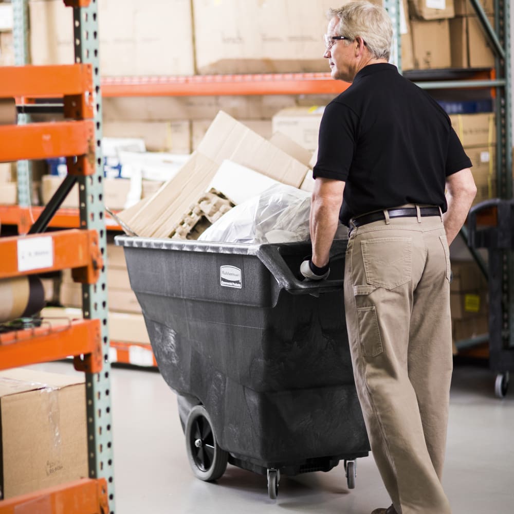 Rubbermaid FG101100BLA Trash Cart w/ 600 lb Max Load Capacity, Black