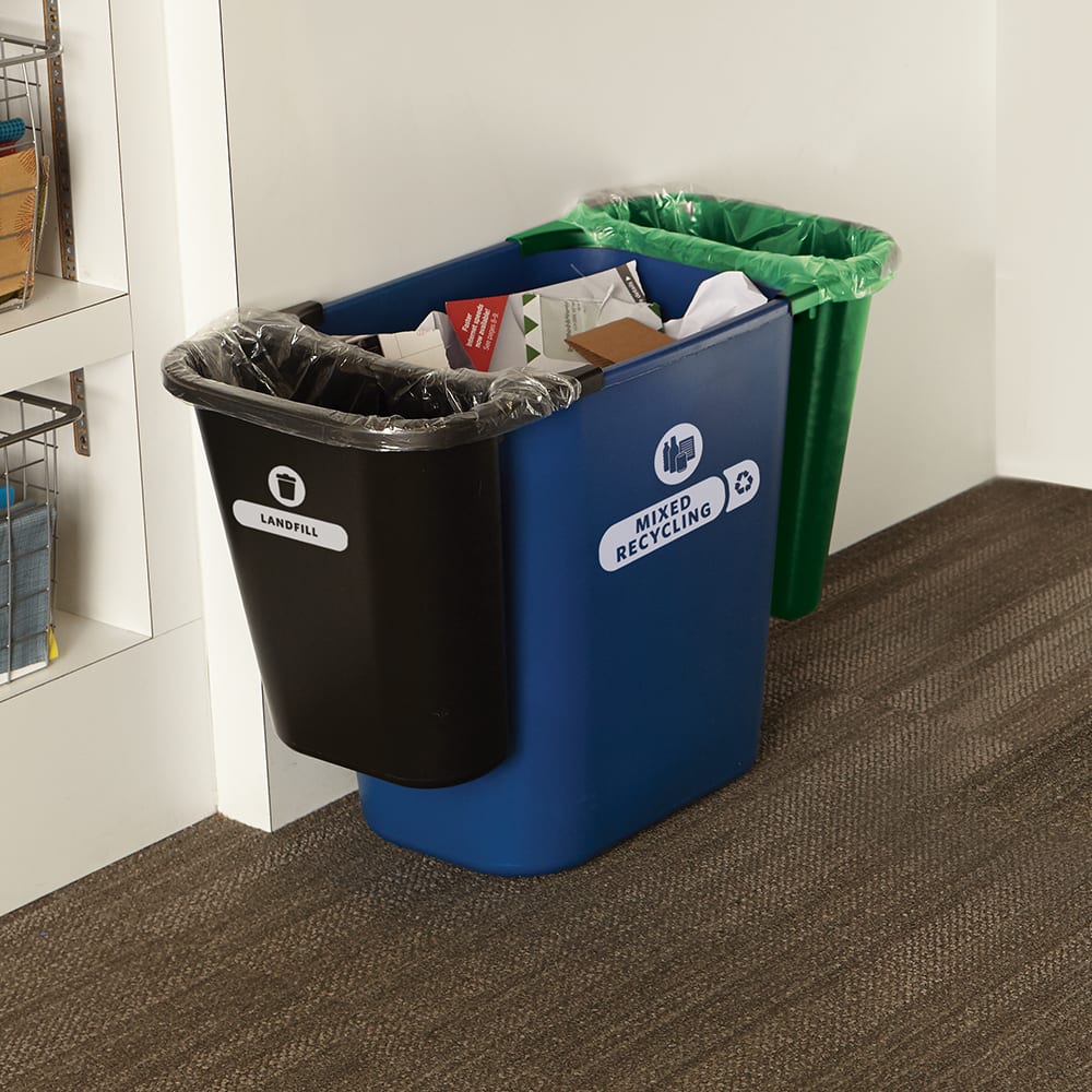 Rubbermaid FG295073BLA 3 2/5 gal Multiple Material Recycle Bin - Indoor