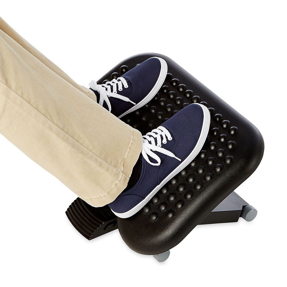 Rubbermaid FG4653 Adjustable Tilting Footrest - Plastic, Charcoal