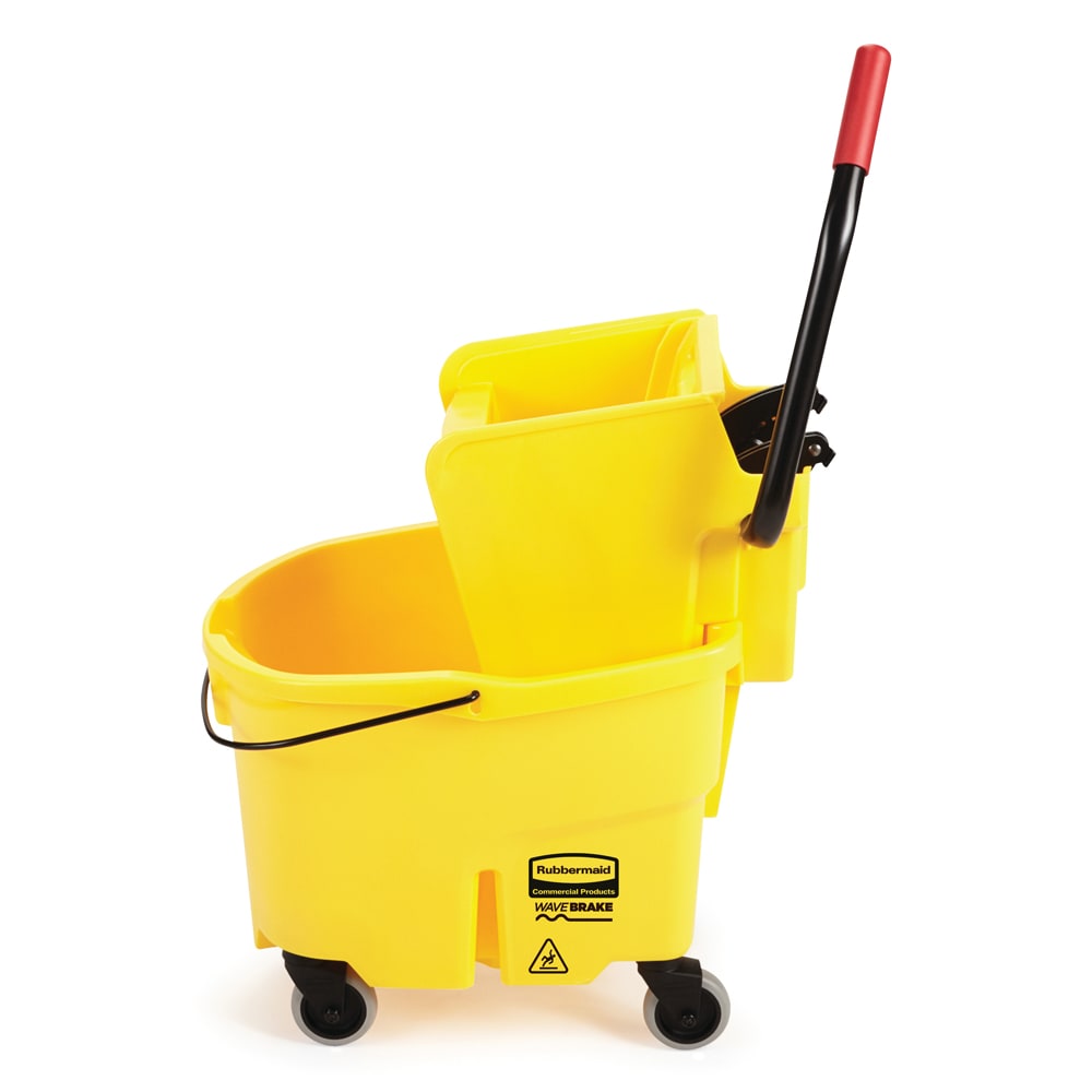 Rubbermaid FG748000YEL 26 qt WaveBrake Mop Bucket Combo - Side Press ...