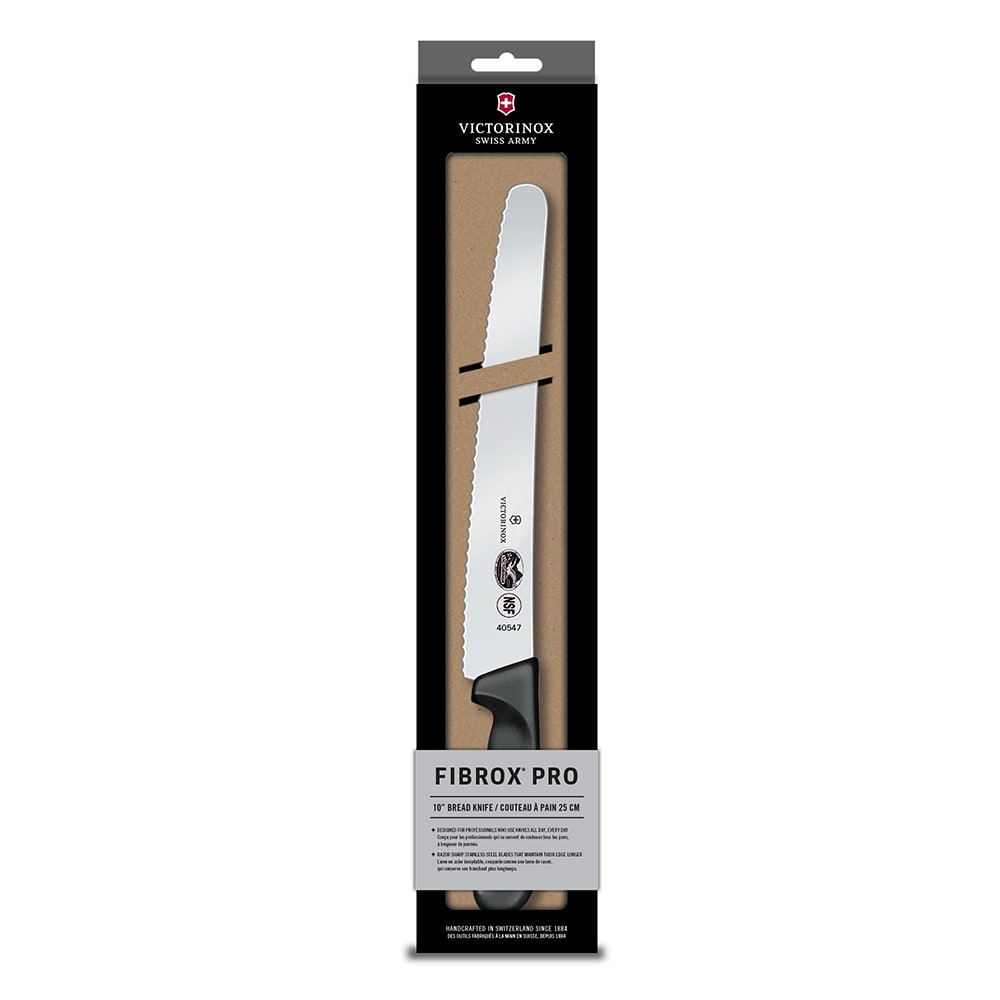 Victorinox 5.2933.26-X10 Serrated Bread Knife w/ 10 1/4" Blade, Black Fibrox® Nylon Handle