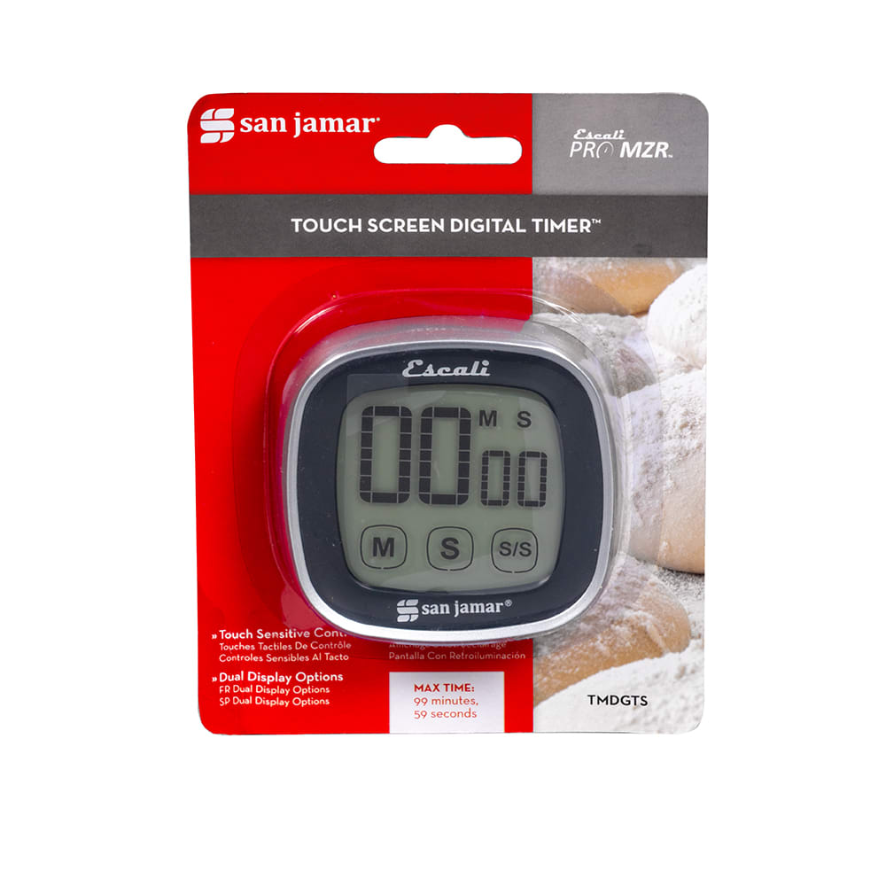 San Jamar TMDGTS Escali Touch-Screen Digital Timer w/ Minute & Second Timing - 3" x 3", Black