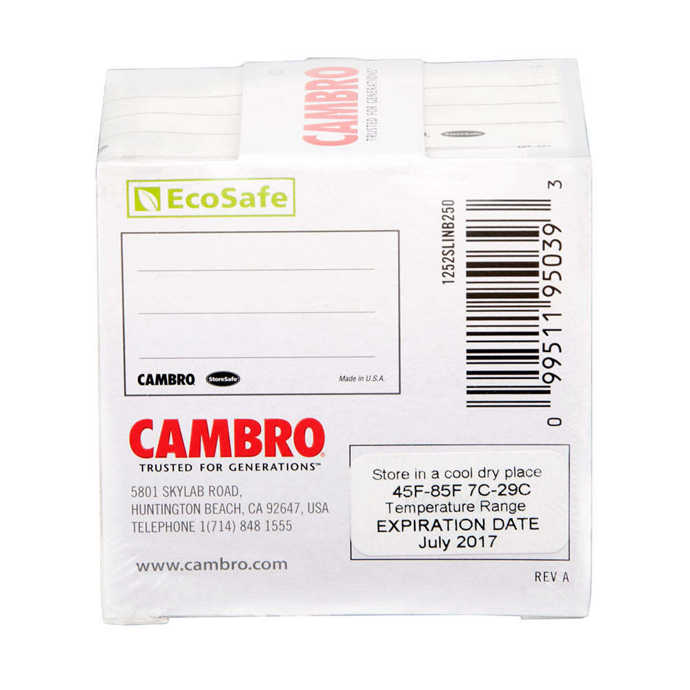 Cambro 1252SLINB250 StoreSafe® Rectangular Blank Food Storage Labels ...