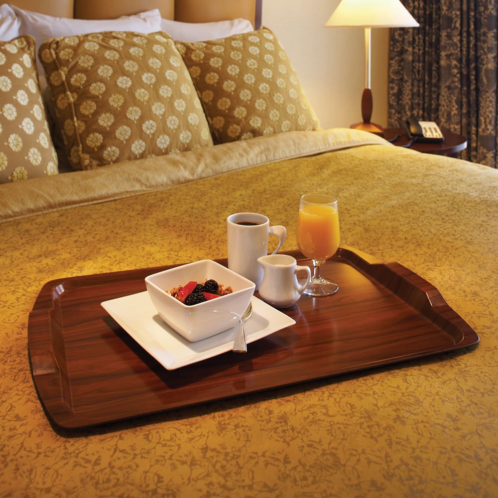 Cambro 1525RST-376 Rectangular Room Service Tray - 14x21" Walnut